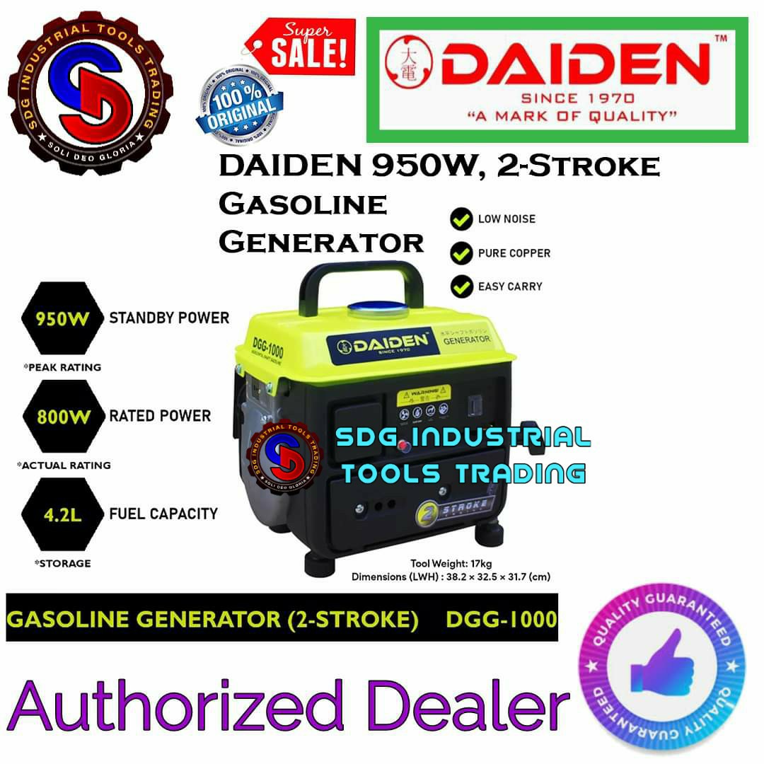 DAIDEN 950w Portable Gasoline Generator - DGG-1000, Commercial ...