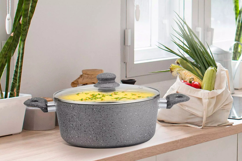 Dynamex Marble Induction 28cm Casserole Non-stick Coating Soft Touch ...