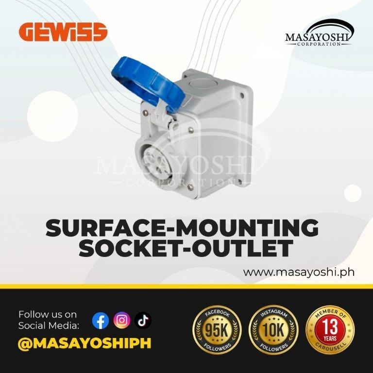 Gewiss 10° Angled Surface-Mounting Socket-Outlet- IP67 - 2P+E 16A 200-250V 50/60HZ | Model ...