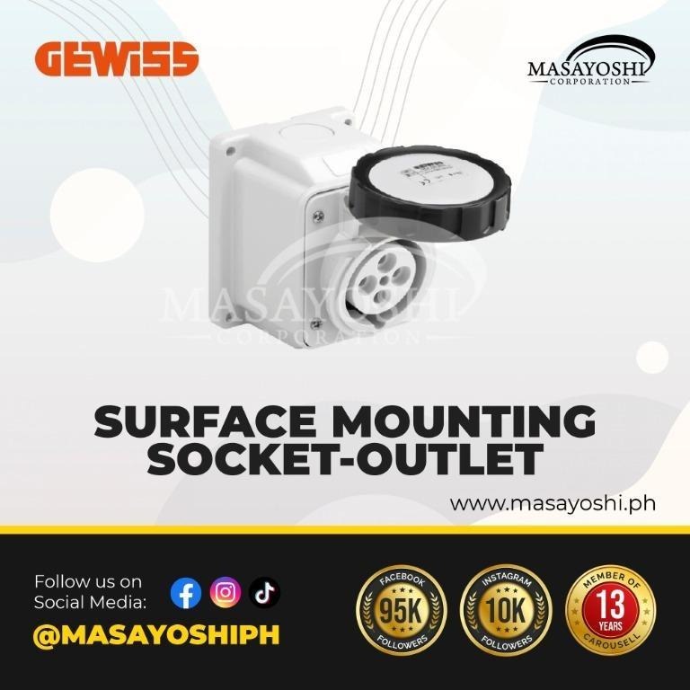 Gewiss Angled Surface Mounting Socket Outlet-IP67 - 3P+E 32A 480-500V 50/60HZ | Model# GW62443 ...