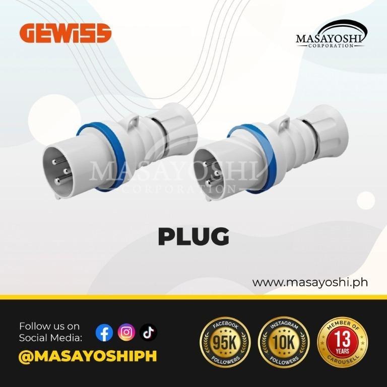 Gewiss Industrial Plug Straight Plug HP - IP44/IP54 - 2P+E 16A 200-250V ...