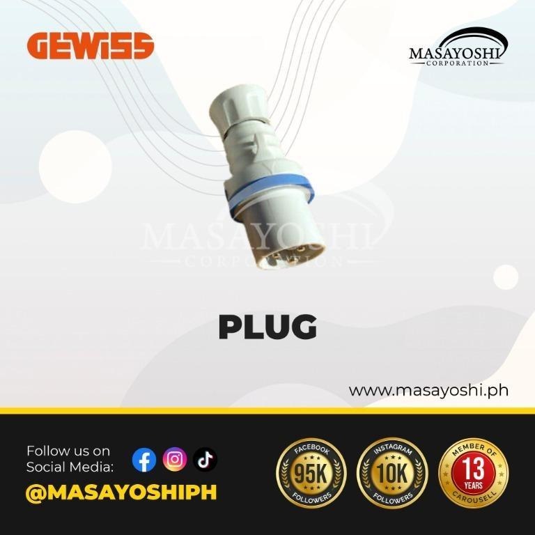 Gewiss Industrial Plug Straight Plug HP - IIP44/IP54 - 3P+E 32A 200 ...