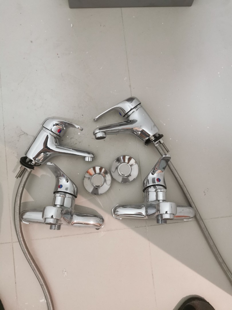 Hdb 4 set of hot cold mix water tap, Furniture & Home Living, Bathroom ...
