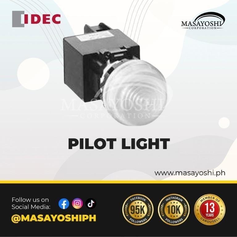 IDEC Pilot Light(LED), 22mm, Dome Transformer Type 115/120VAC, White ...