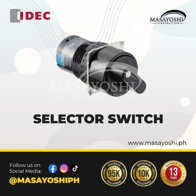 IDEC Selector Switches 16MM A6 Series 90°-2-Position | Model# AS6M-2Y1 ...