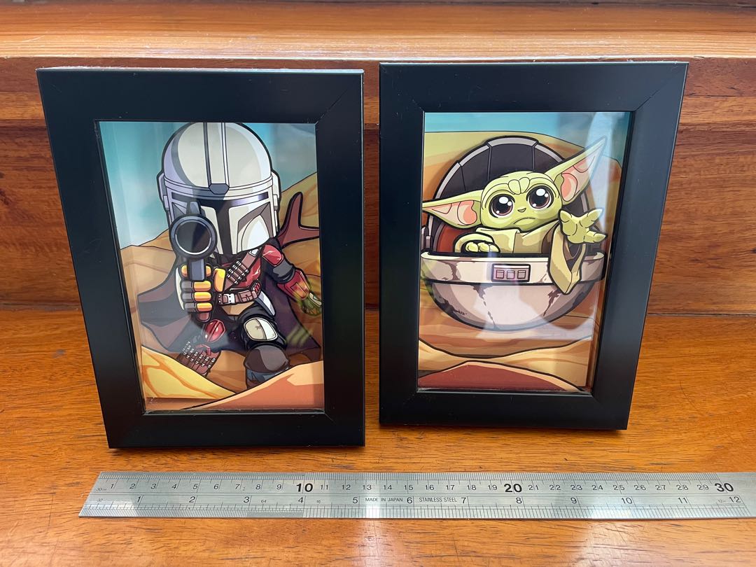 Mandalorian and Grogu / Baby Yoda 3D Art Decor Set (Star Wars), Hobbies ...