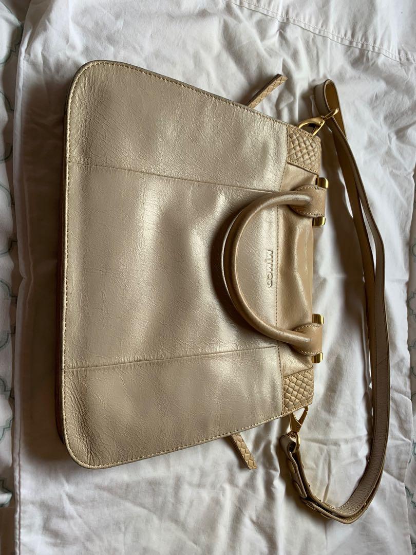 Mimco leather beige bag, Women's Fashion, Bags & Wallets, Shoulder Bags ...