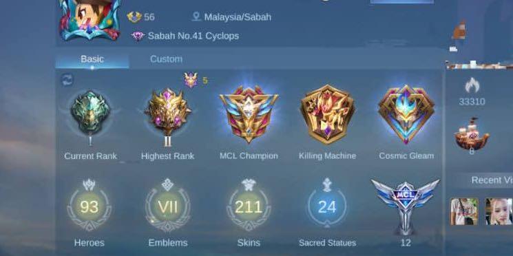 Mobile Legend (ML) Account, Video Gaming, Gaming Accessories, Game Gift ...
