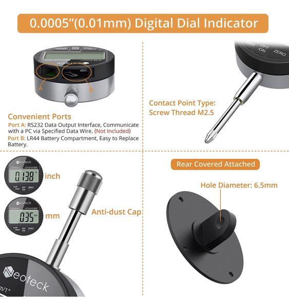 Neoteck Store Neoteck DTI Electronic Digital Dial Indicator 1''/25.4mm ...