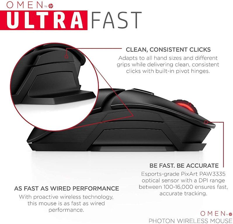 OMEN by HP Photon Wireless Gaming Mouse with Qi Wireless Charging ...