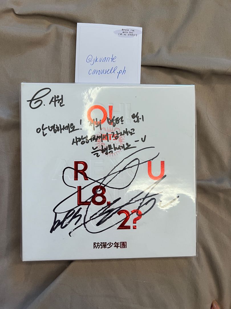 ONHAND BTS V TAEHYUNG SIGNED ORUL82 ALBUM with message, Hobbies & Toys ...