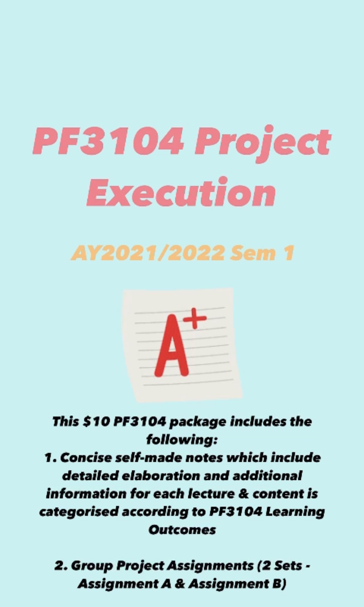 Pf3104 Project Execution Notes Hobbies And Toys Books And Magazines Textbooks On Carousell