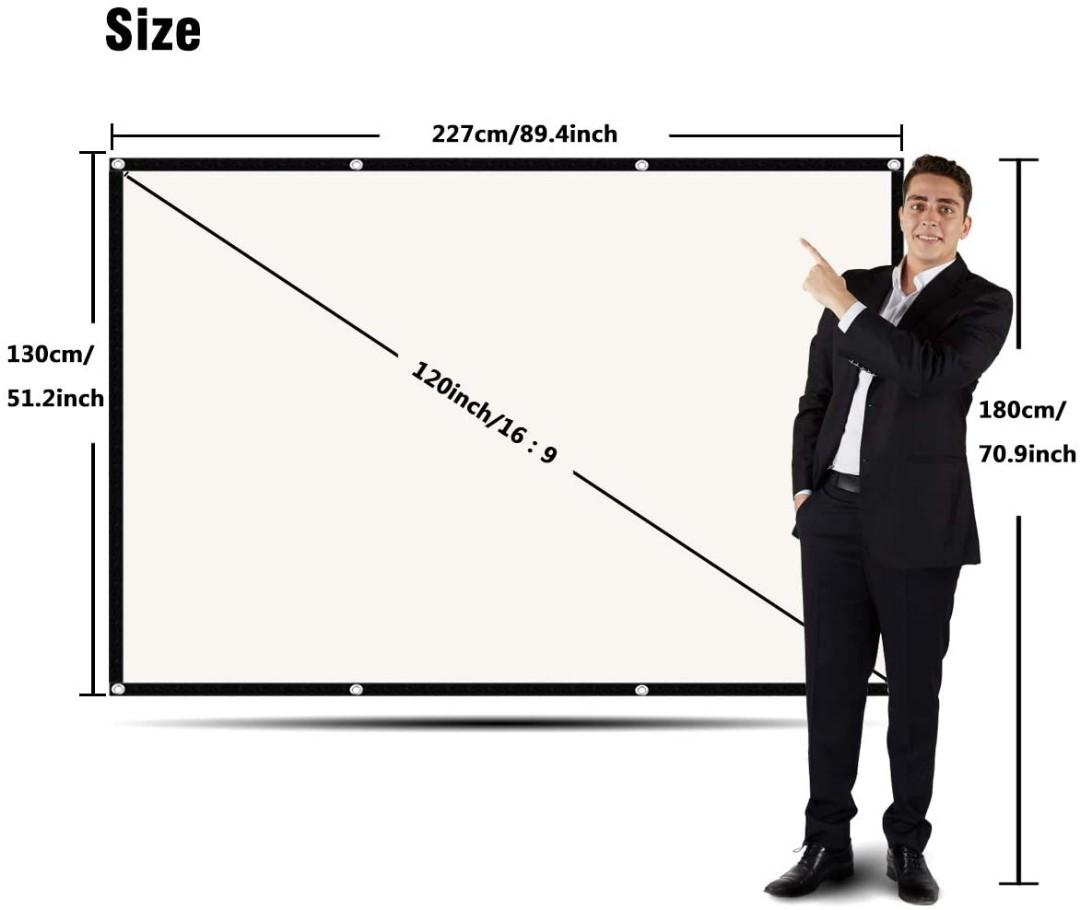 Projection Screen, for 4K Projector 120 inch, 16x9 HD 3D TV Project ...
