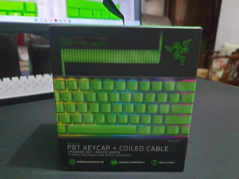 RAZER PBT KEYCAP + COILED CABLE UPGRADE SET - RAZER GREEN, Computers ...