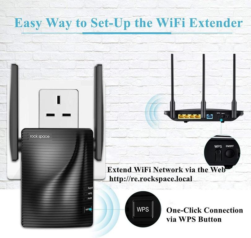 Rockspace Ac1200 Wifi Range Extender, 1200Mbps Dual Band Wifi Booster, 2.4 Ghz And 5Ghz Wifi ...