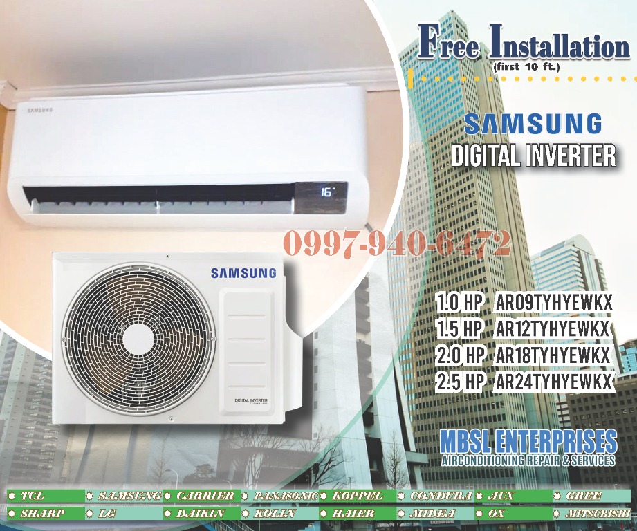 SAMSUNG DIGITAL INVERTER SPLIT TYPE AIR-CON INVERTER, GUARANTEED BRAND ...