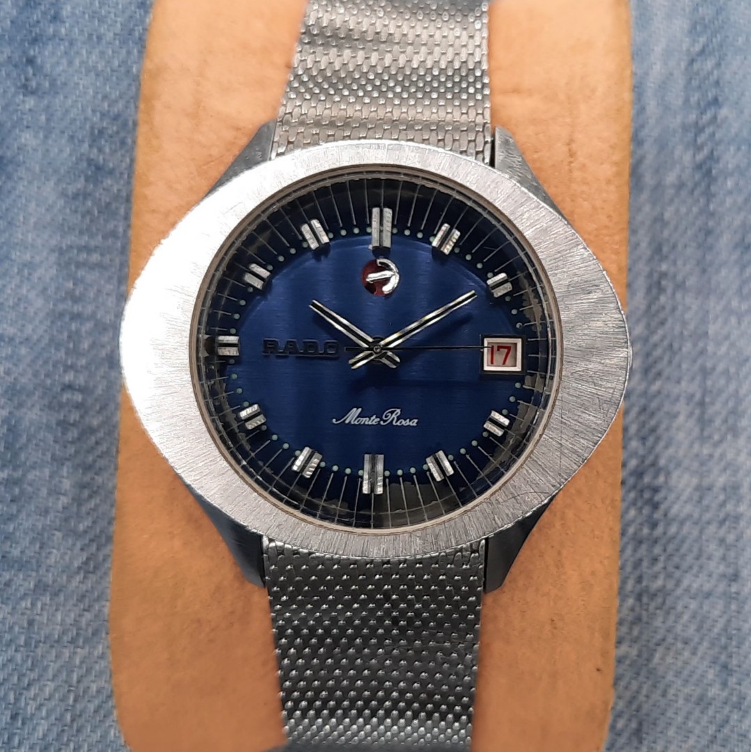 Vintage Rado "Monte Rosa" Blue Dial Swiss Made Automatic Watch, Men's ...