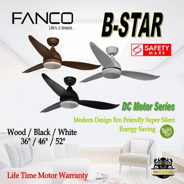 Fanco B-Star Ceiling Fan With Remote Control And 3 Tones LED Light / 36 ...