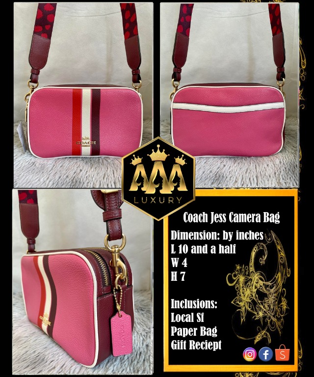 coach jess pink camera bag, Luxury, Bags & Wallets on Carousell