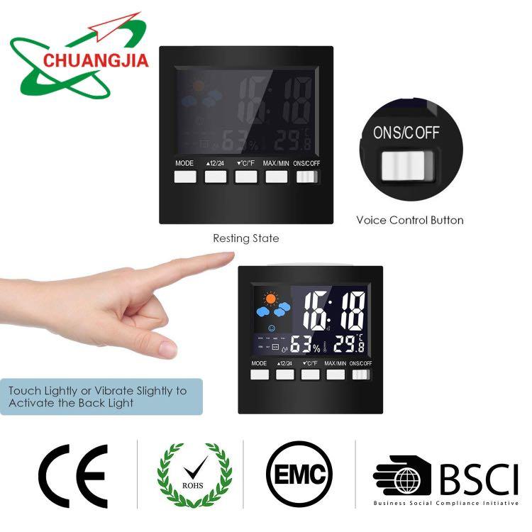 Color Screen Calendar Temperature Humidity Time Alarm Model 2159T, 傢俬 ...