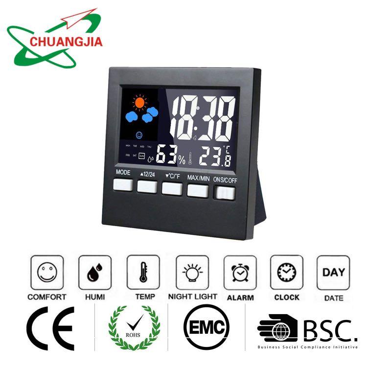 Color Screen Calendar Temperature Humidity Time Alarm Model 2159T, 傢俬 ...