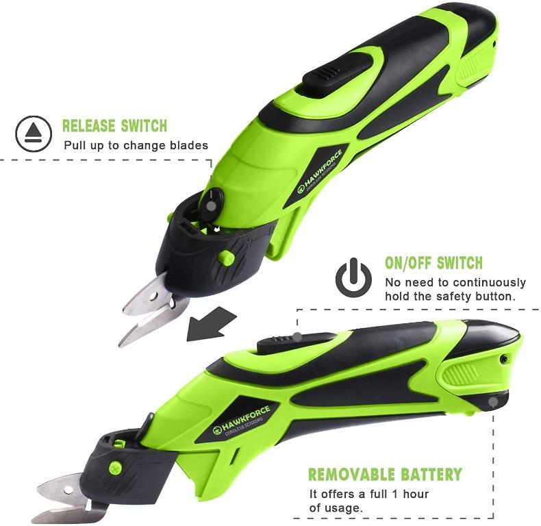Electric Scissor, Hawkforce 4V Li-ion Rechargeable Battery Cordless ...