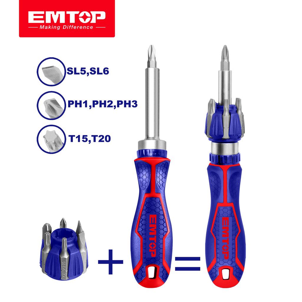 EMTOP 8’s Multi bits magnetic ratcheting screwdriver set repair tool ...