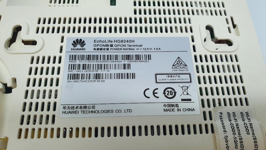 Huawei Echolife HG8240H5 GPON fiber optic modem, Computers & Tech ...