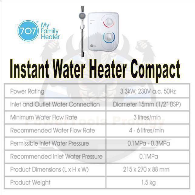 707 COMPACT INSTANT WATER HEATER / HEATER / COMES WITH NO INSTALLATION ...