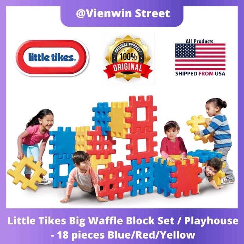 Little Tikes Big Waffle Block Set / Playhouse - 18 pieces Blue/Red ...