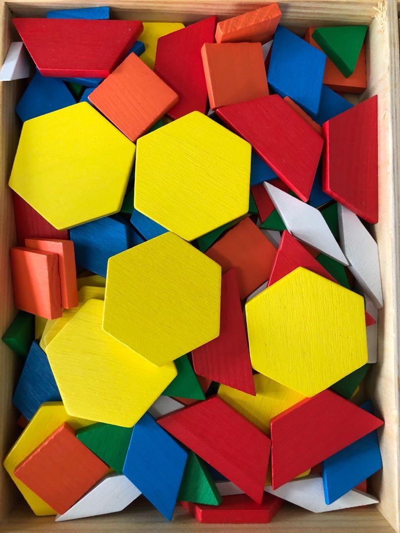Melissa & Doug Pattern Blocks and Boards - 120 Solid Wood Shapes and 5 ...