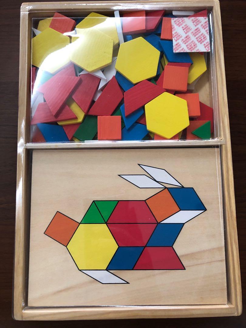 Melissa & Doug Pattern Blocks and Boards - 120 Solid Wood Shapes and 5 ...