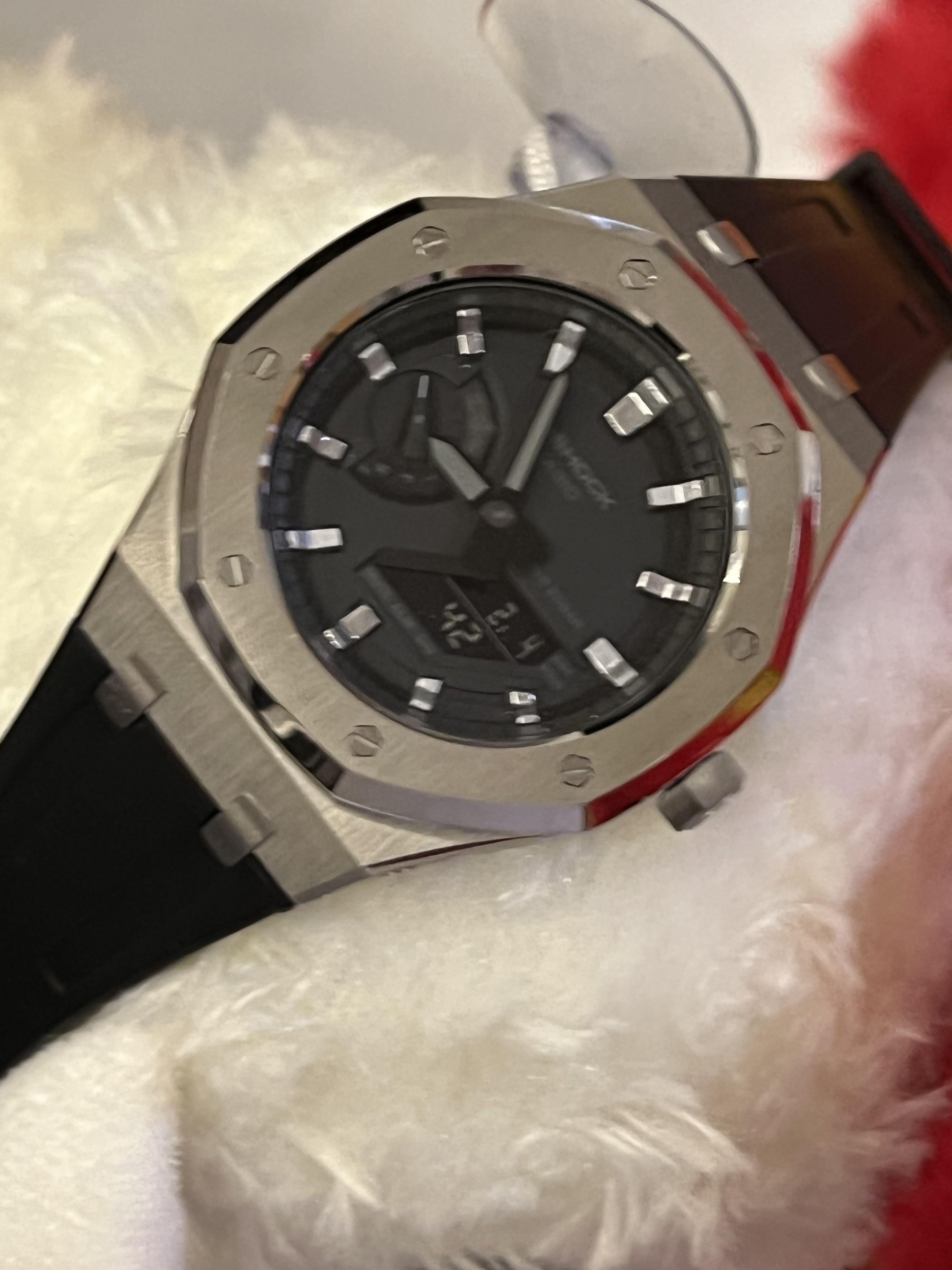 Silver ap style case Casio g-shock steel custom mod ga2100 ga2110 ...