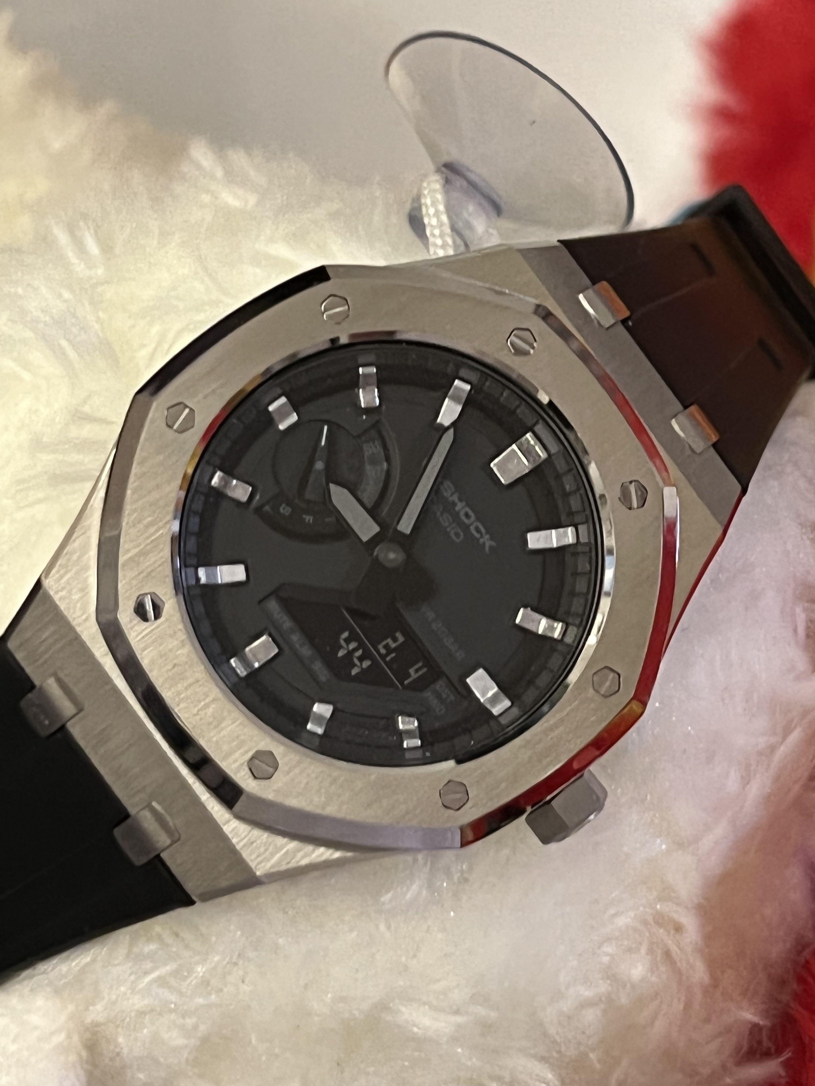 Silver ap style case Casio g-shock steel custom mod ga2100 ga2110 ...