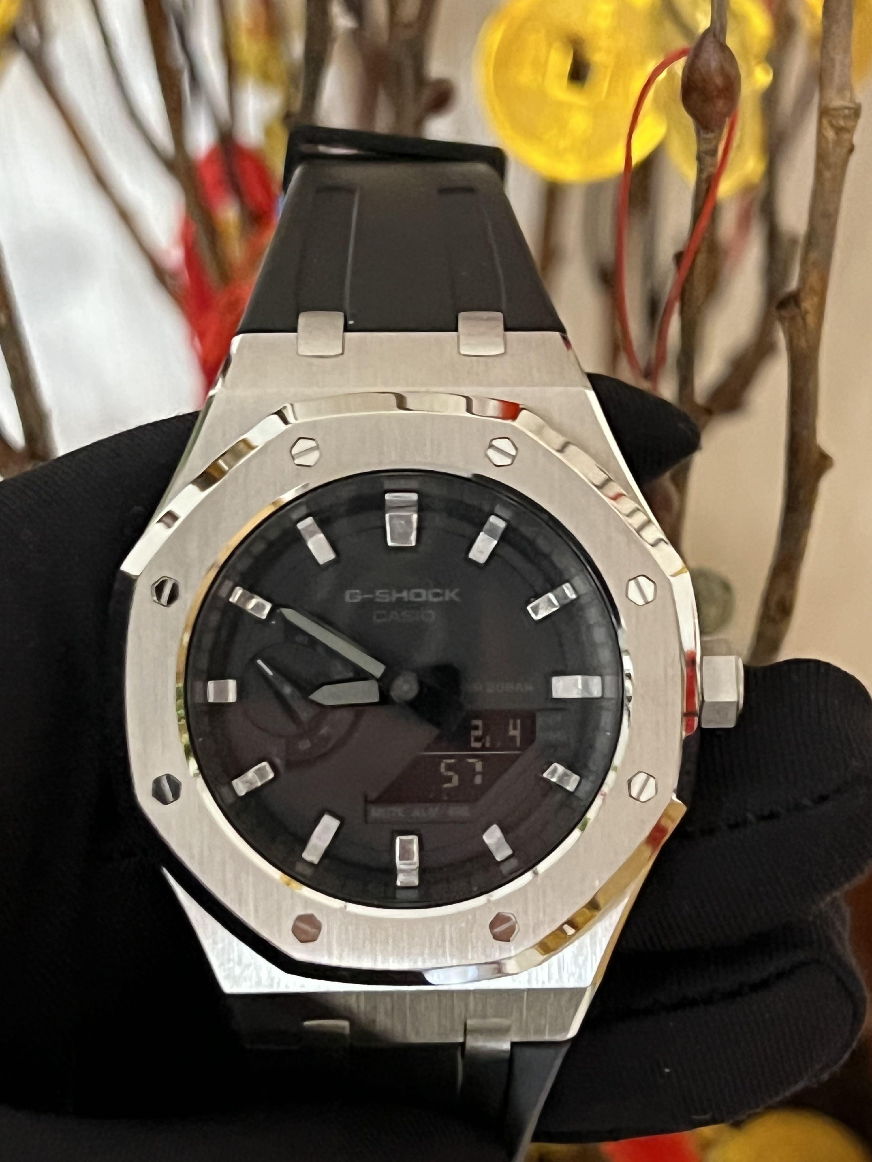 Silver ap style case Casio g-shock steel custom mod ga2100 ga2110 ...