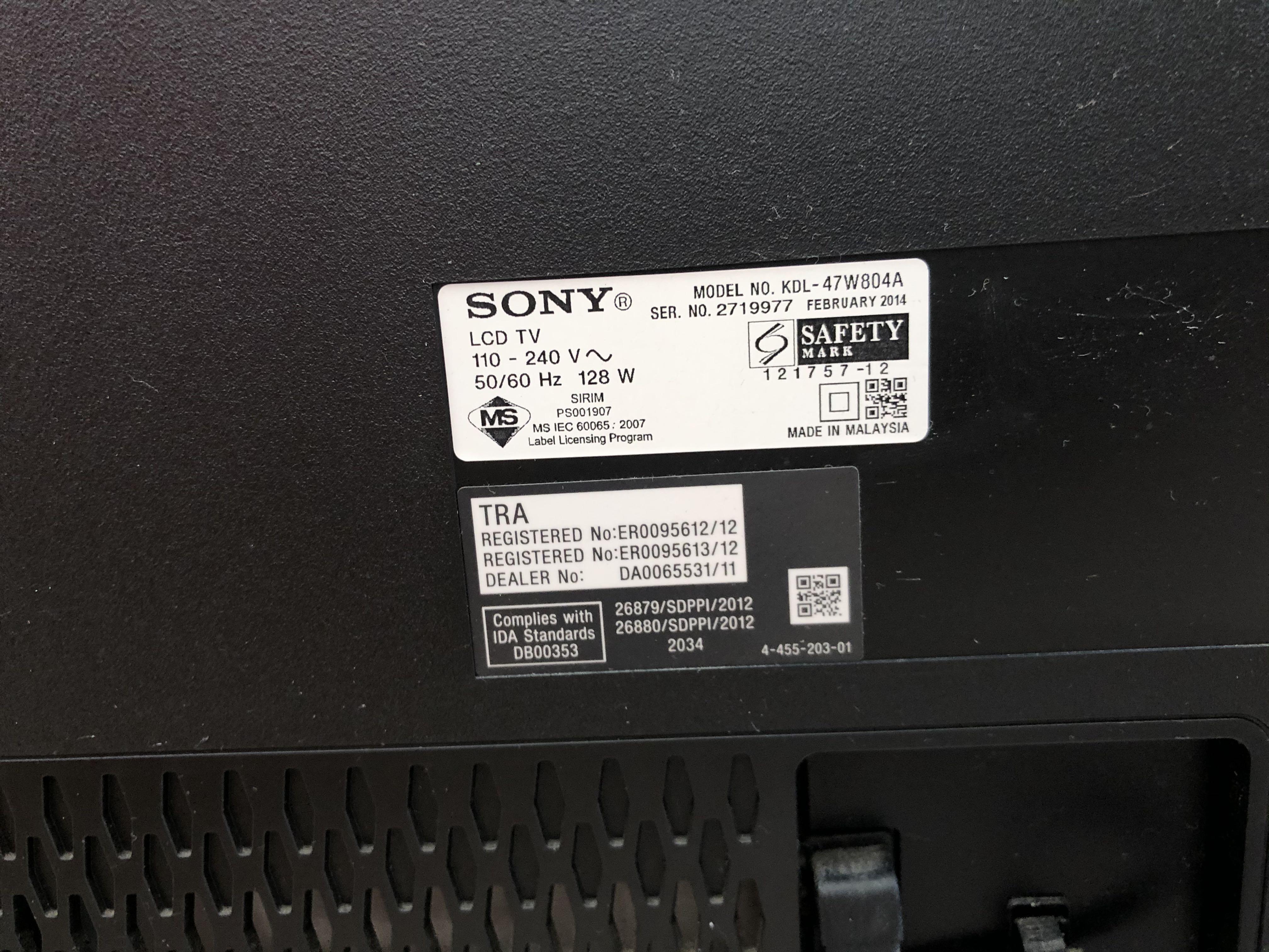 Sony Bravia 47 inch TV, TV & Home Appliances, TV & Entertainment, TV on ...