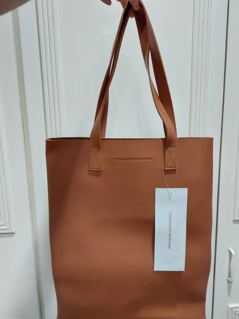 Straight Forward Leather Tote Bag, Women's Fashion, Bags & Wallets ...