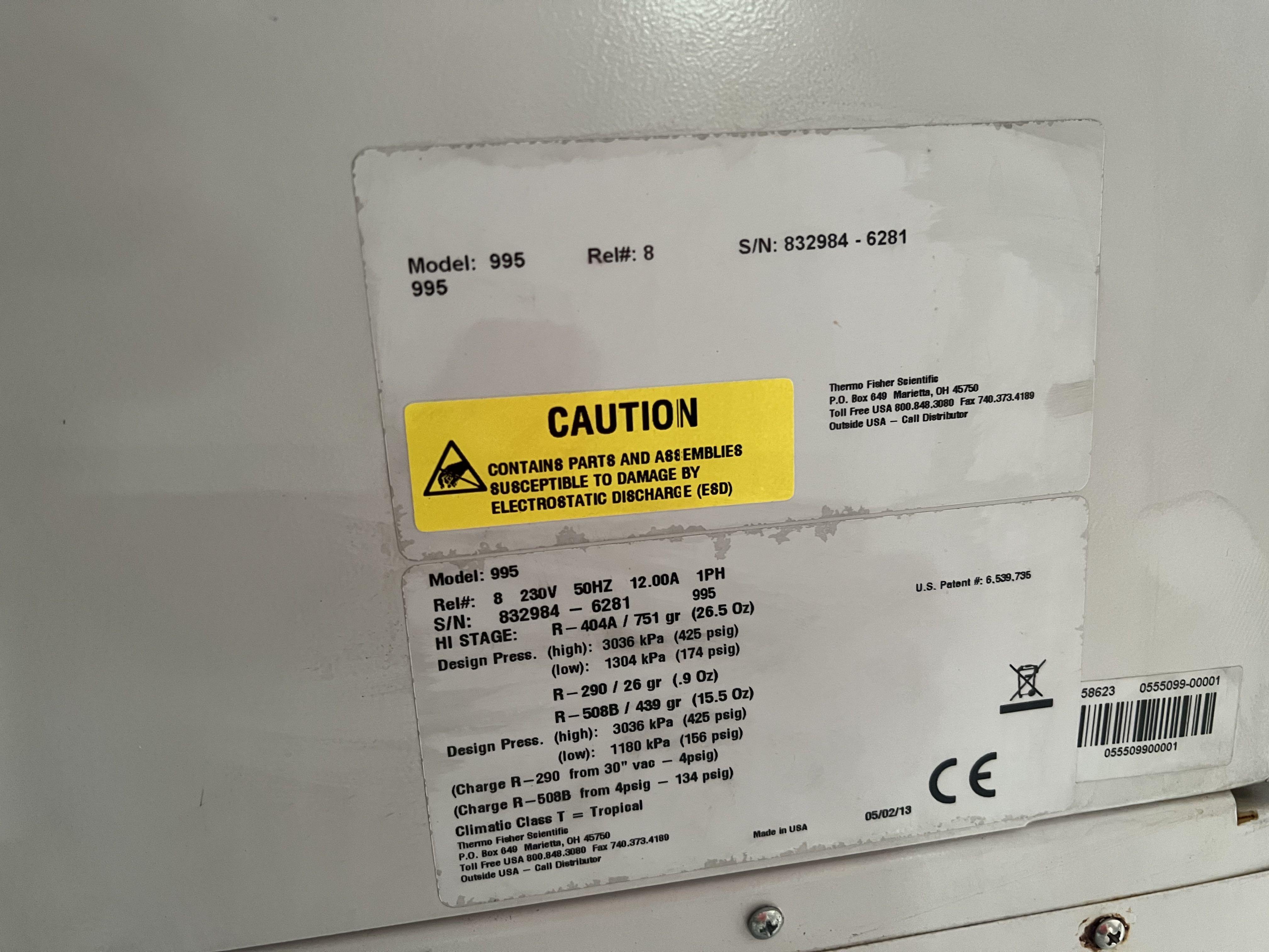 Thermo scientific Forma 995 Upright Ultra-Low Temperature Freezer -86°C ...