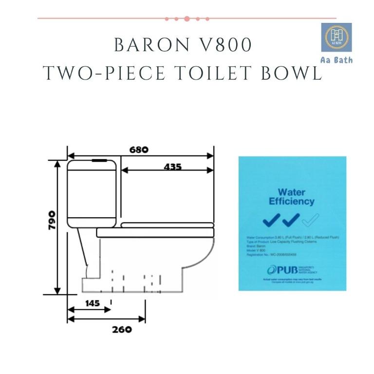 Toilet Bowl Baron V800 WC Water Saving, Furniture & Home Living ...