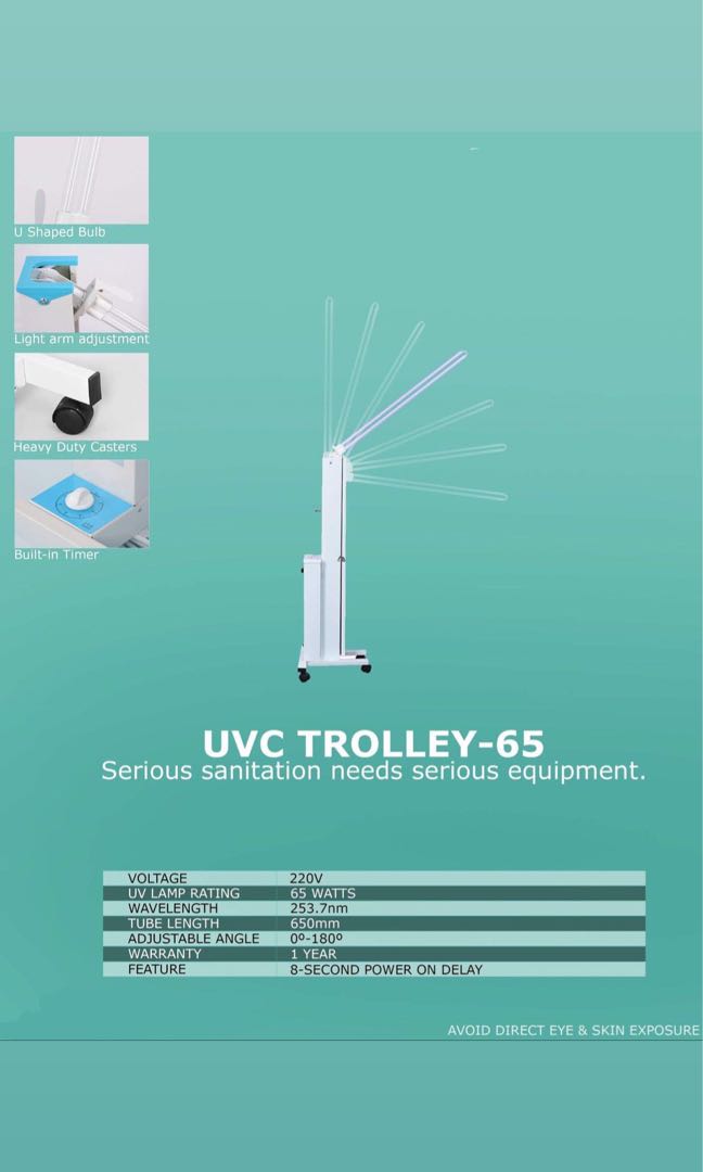 UVC trolley UV lamp, Beauty & Personal Care, Sanitizers & Disinfectants ...