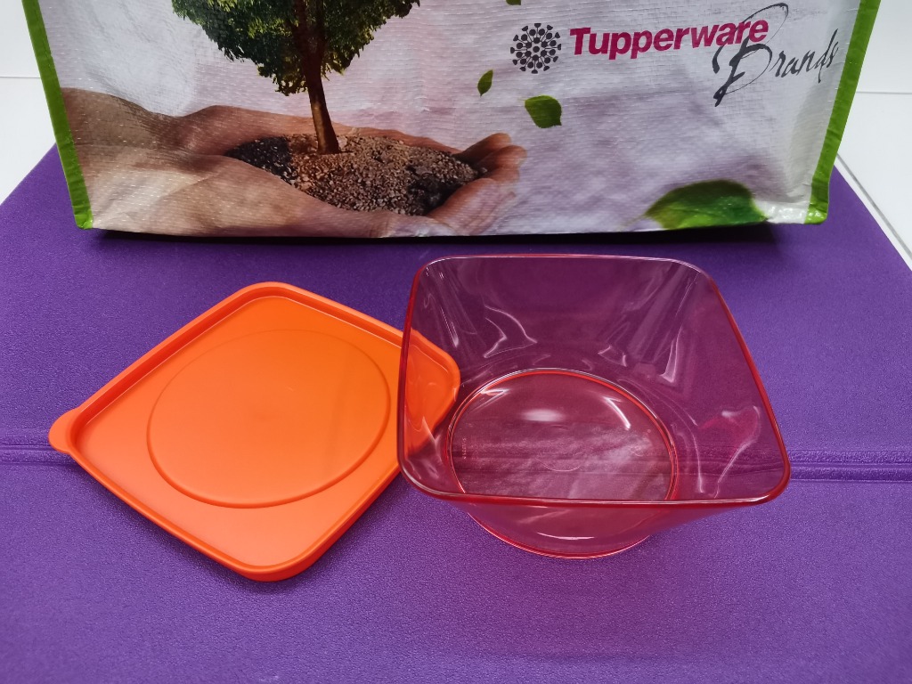 Square Cover Round Bottom Orange Container - Tupperware, Furniture ...