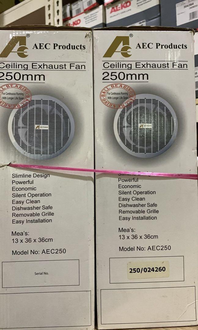 AEC Ceiling Exhaust Fan 250mm, TV & Home Appliances, Other Home ...