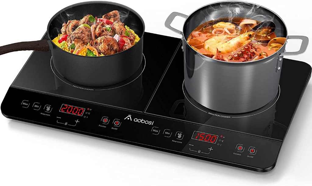 Aobosi Induction Hob,Double Induction Cooker,Portable Electric ...