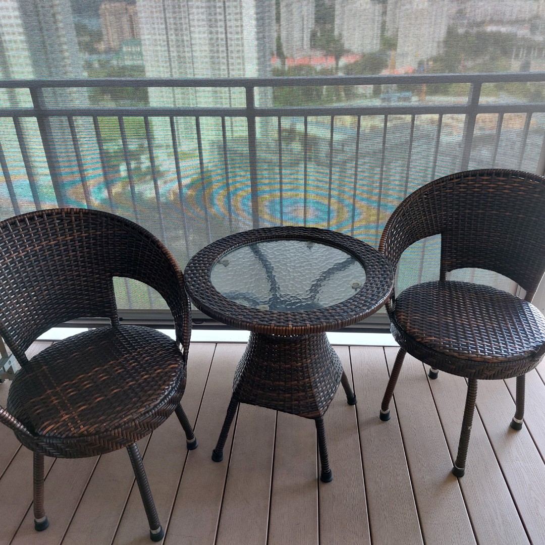 Balcony coffee outdoor table&chairs set, Furniture & Home Living ...