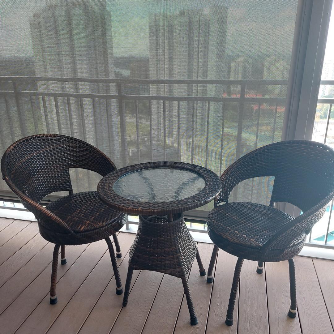 Balcony coffee outdoor table&chairs set, Furniture & Home Living ...