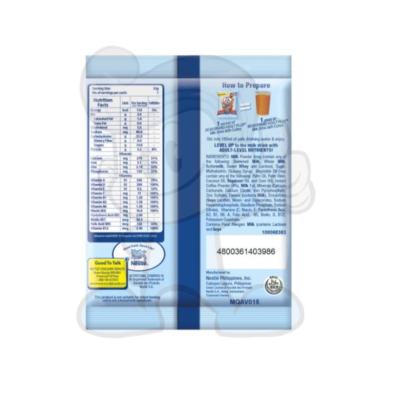 Bear Brand Adult Plus Milk Powder with Coffee (16 x 33g), Food & Drinks ...