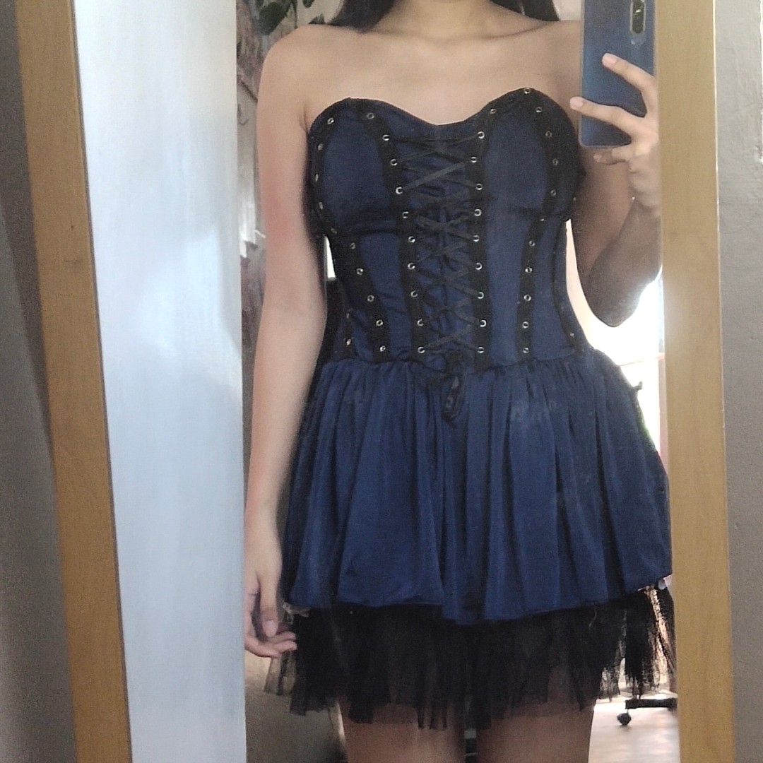 blue goth lace tube dress, Women's Fashion, Dresses & Sets, Dresses on ...