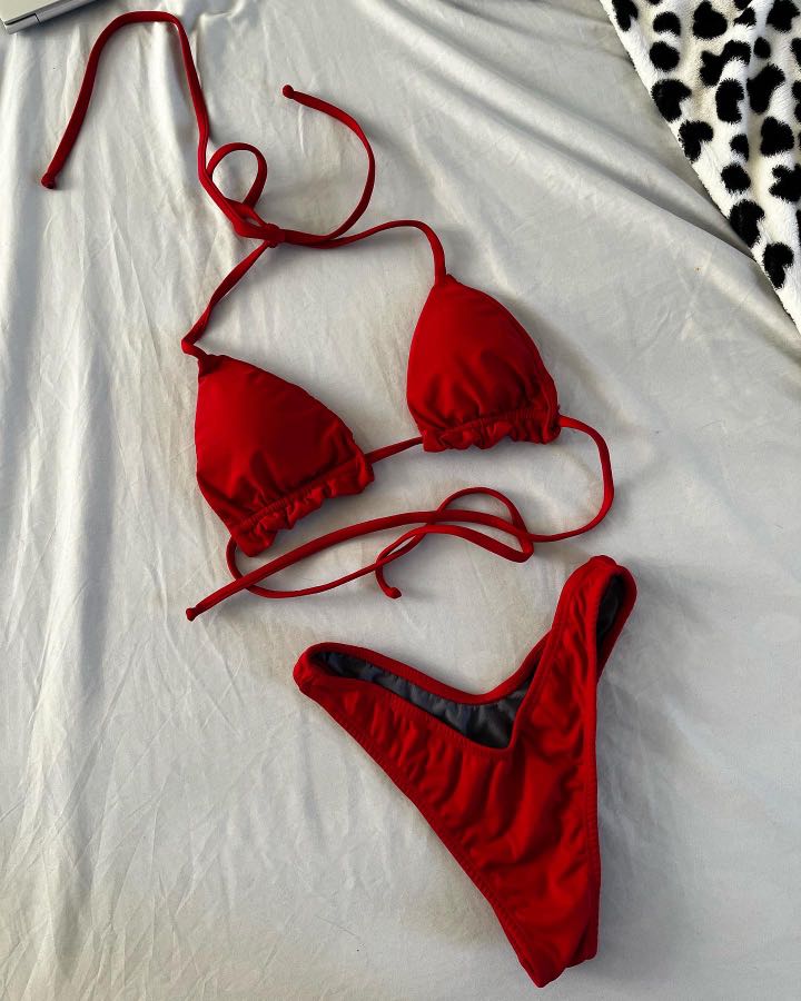Custom-made bikini set in pepper red, Women's Fashion, Swimwear ...