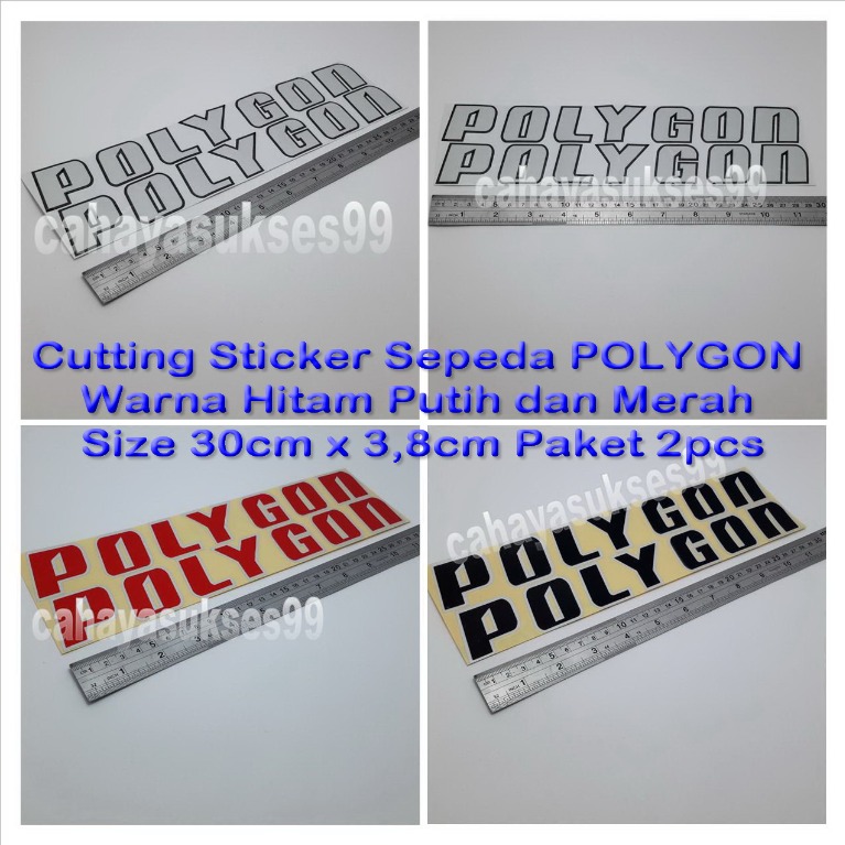 Cutting Sticker Sepeda POLYGON 30cm Merah Putih Hitam Stiker Sepeda ...
