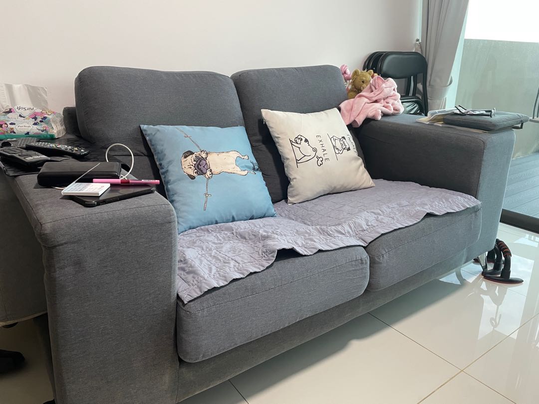 Dark Grey Sofa (with 4 stools), Furniture & Home Living, Furniture ...